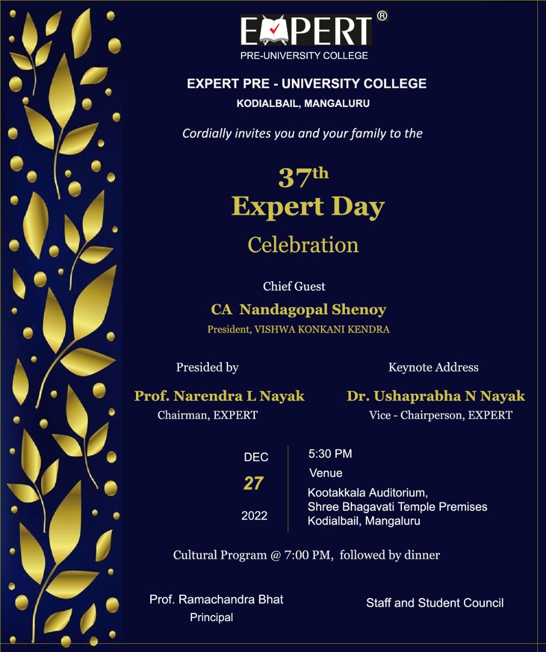 37th Expert Day celebration on Dec 27 - The Canara Post